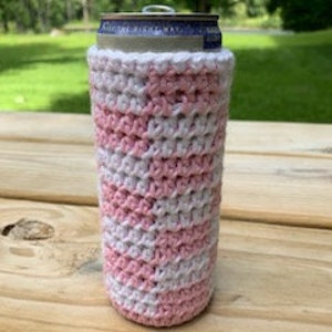 Checkered Crochet Slim Can Cozy Pattern - Etsy