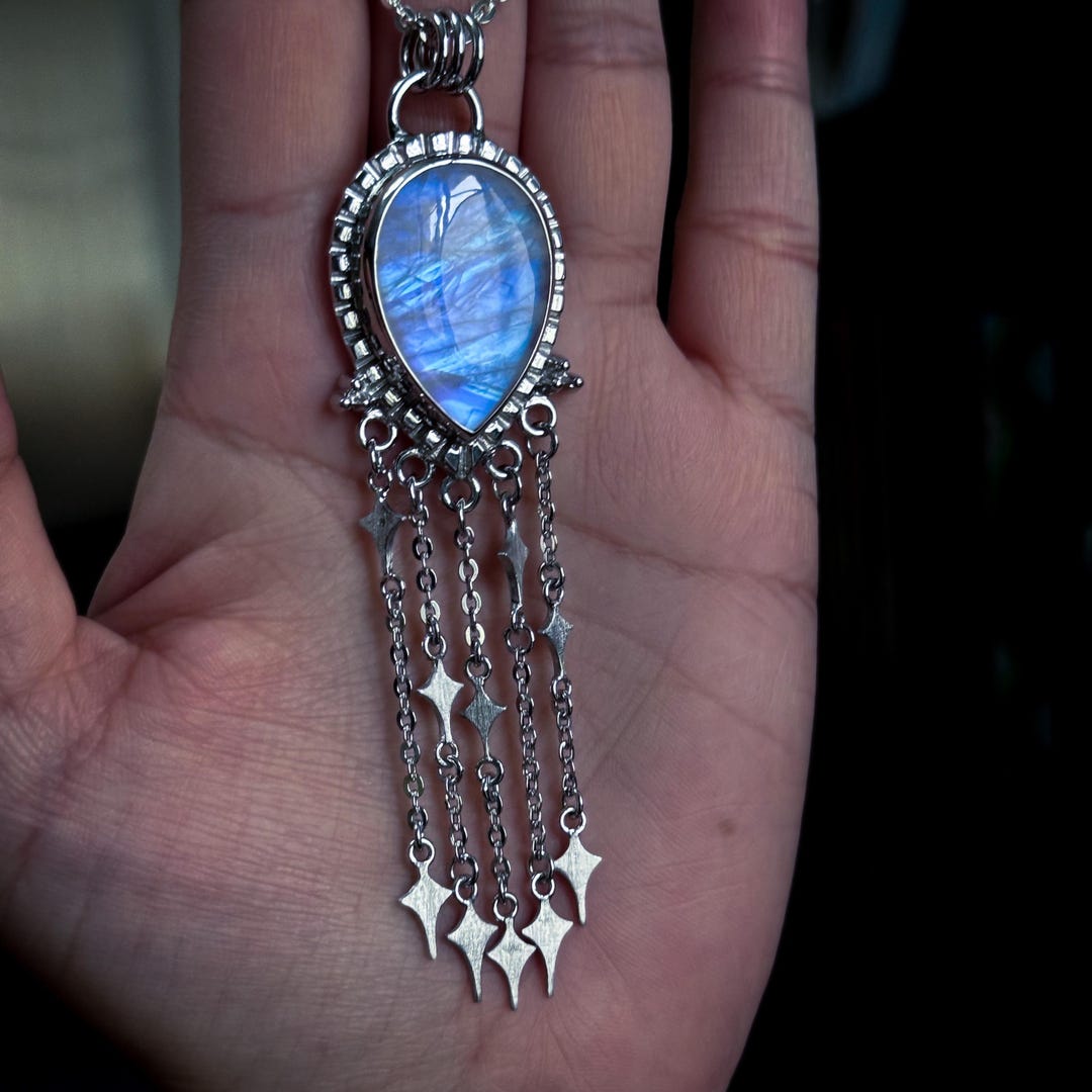 Starfall Necklace, Moonstone Pendant, Silver Jewelry, Acotar Jewelry ...