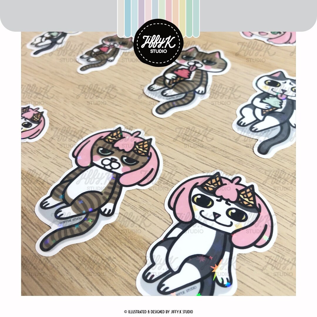 Kawaii Cat Vinyl Sticker - Anya Jiffy & Chippy {ready to Dispatch} - Etsy