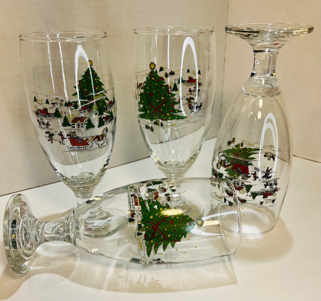 Happy Holidays by Nikko, Glassware Set, Japan, Set of 4 - Etsy