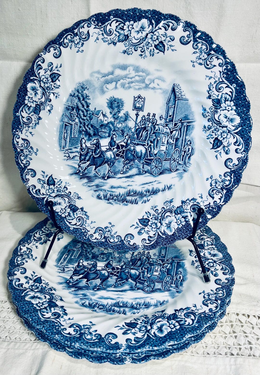 Johnson Brothers Coaching Scenes Blue Dinner Plate 9 7/8, Vintage, Mint ...