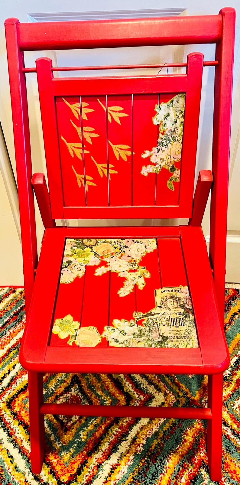 Vintage Folding Chair, Hand Painted and Decorated - Etsy
