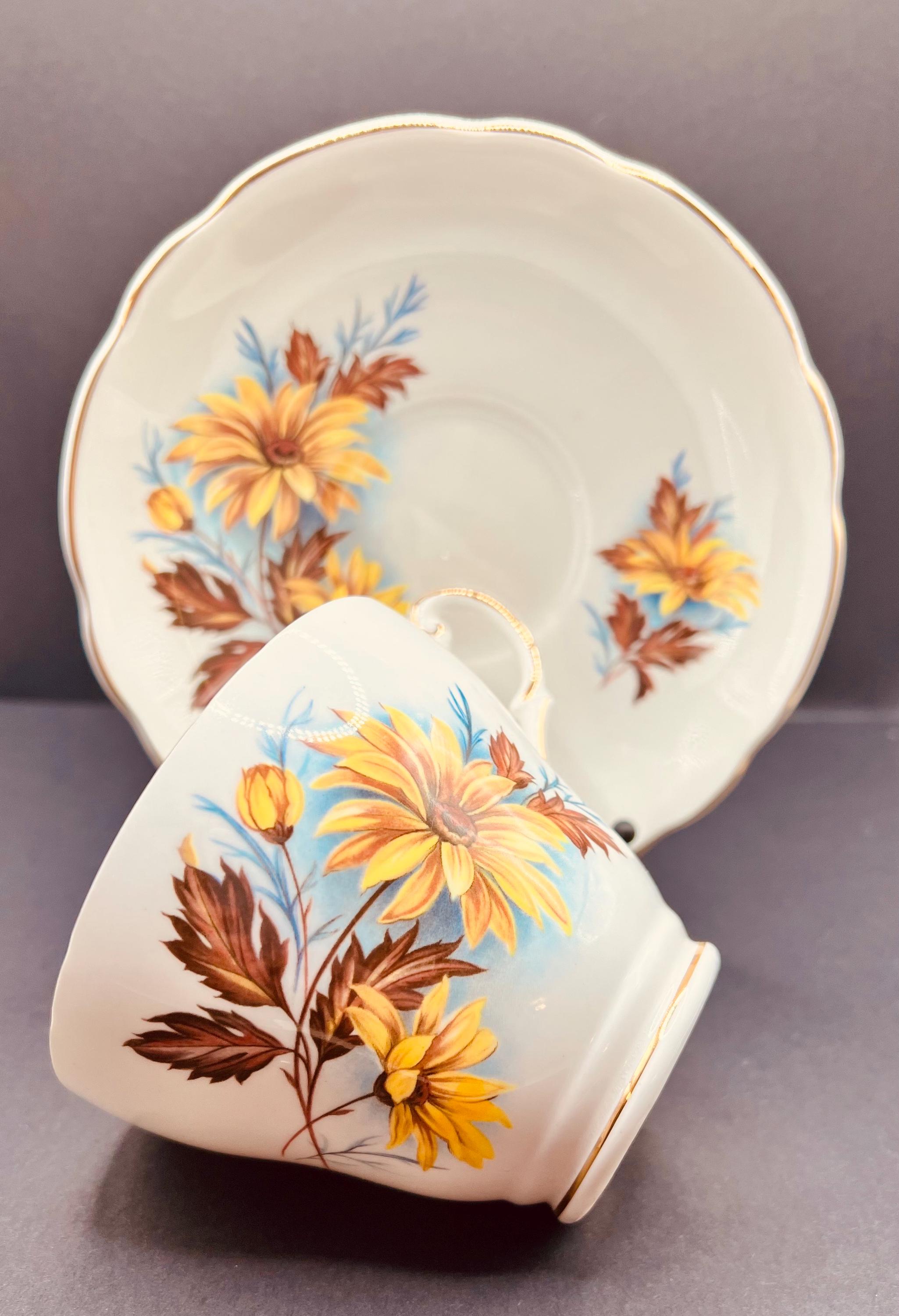 Regency Yellow Daisies Cup and Saucer English Bone China 1950s - Etsy