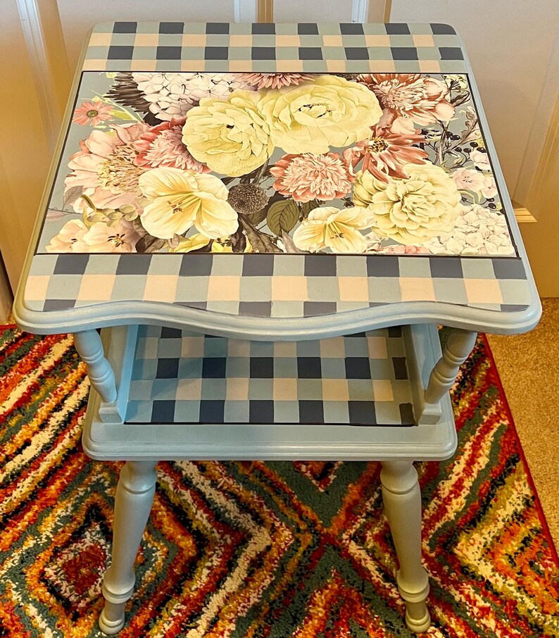 Cottage Style Side Table, Hand Painted and Decorated, Upcycled Vintage ...