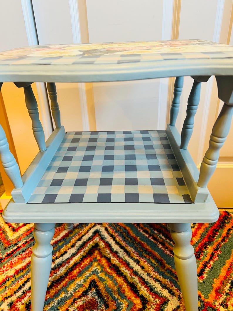 Cottage Style Side Table, Hand Painted and Decorated, Upcycled Vintage ...