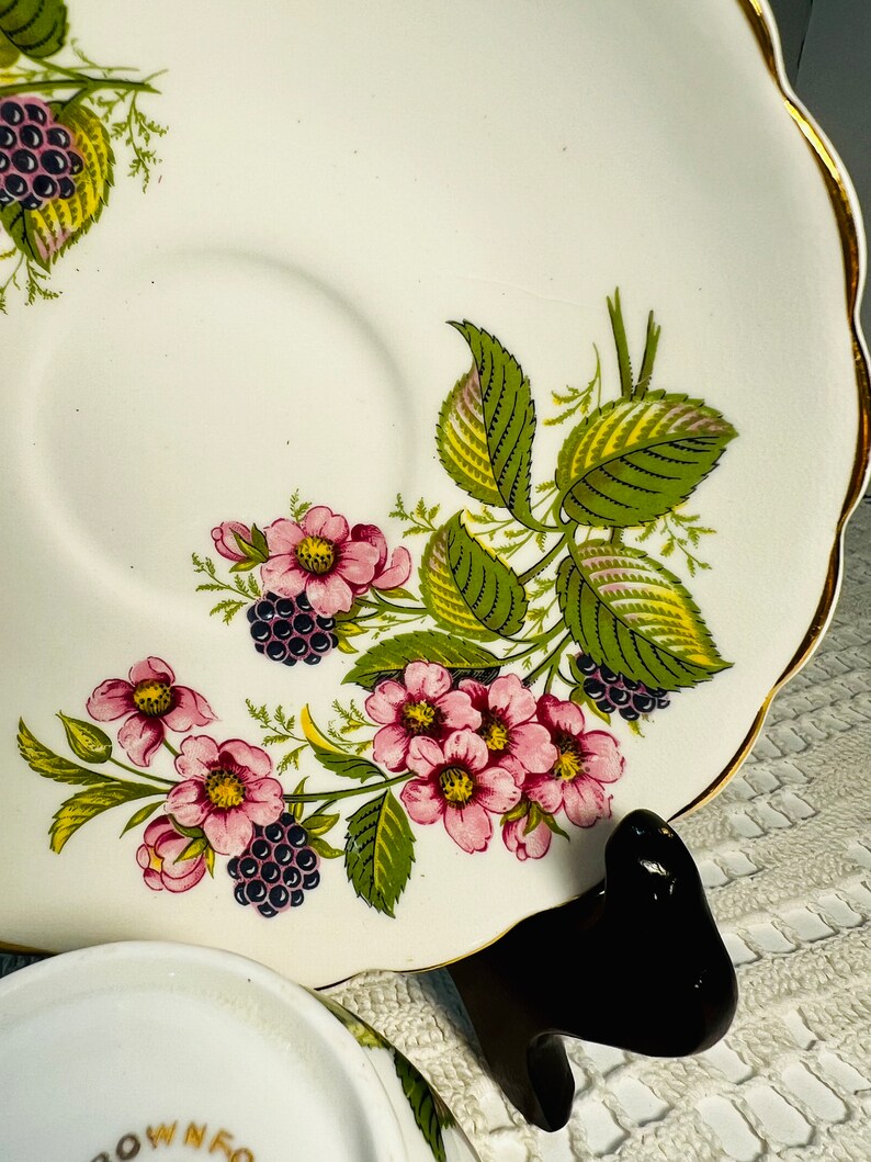 Crownford Bone China Tea, Cup and Saucer, Set, Blackberry Blossoms - Etsy