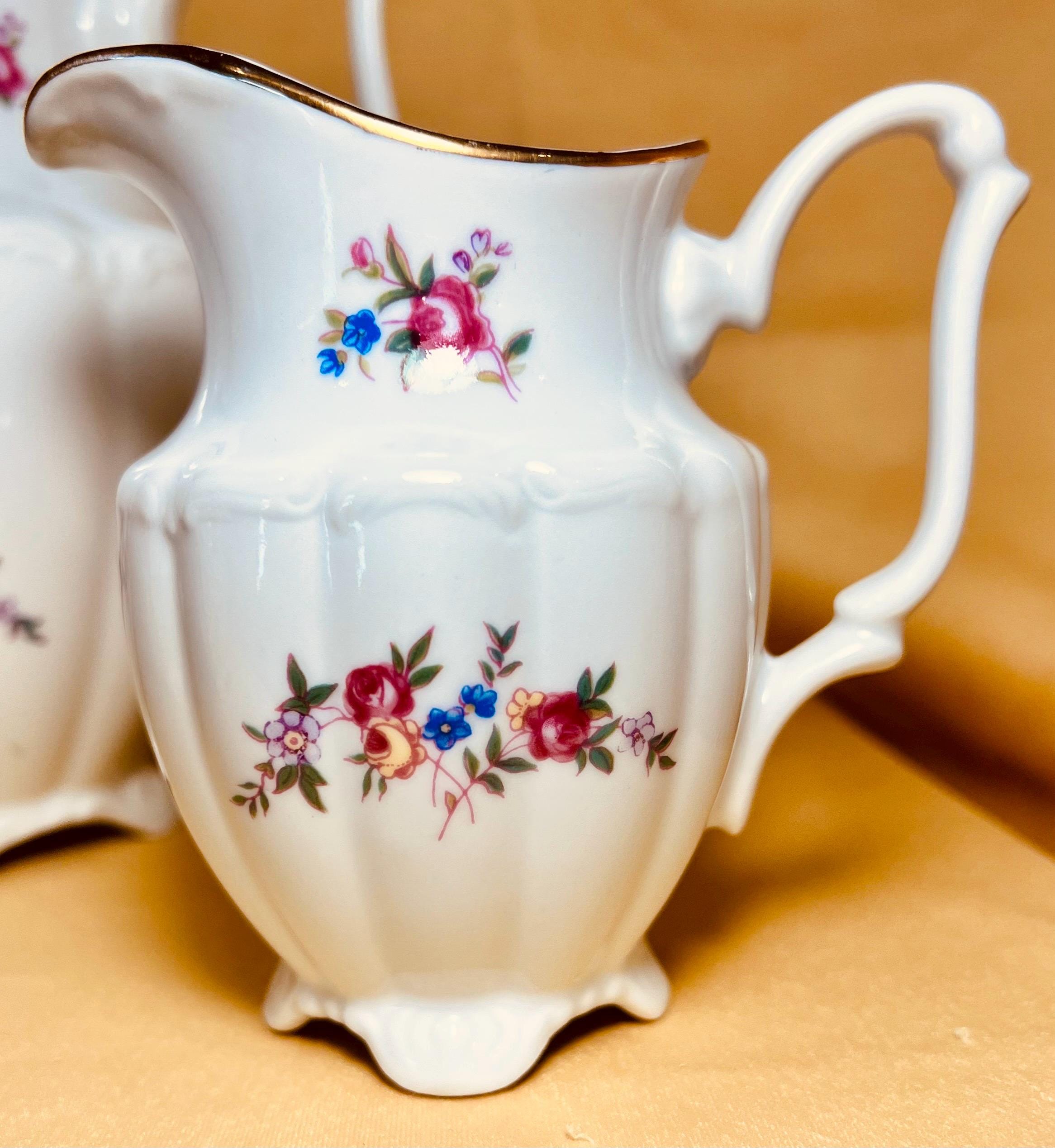 Vintage Tea Set Victorian Style Walbrzych Poland Floral Tea Pot, Sugar ...