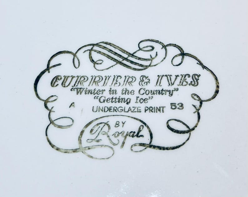 Vintage Royal China Currier & Ives LARGE 12 1/4" Blue Turkey Platter - Etsy