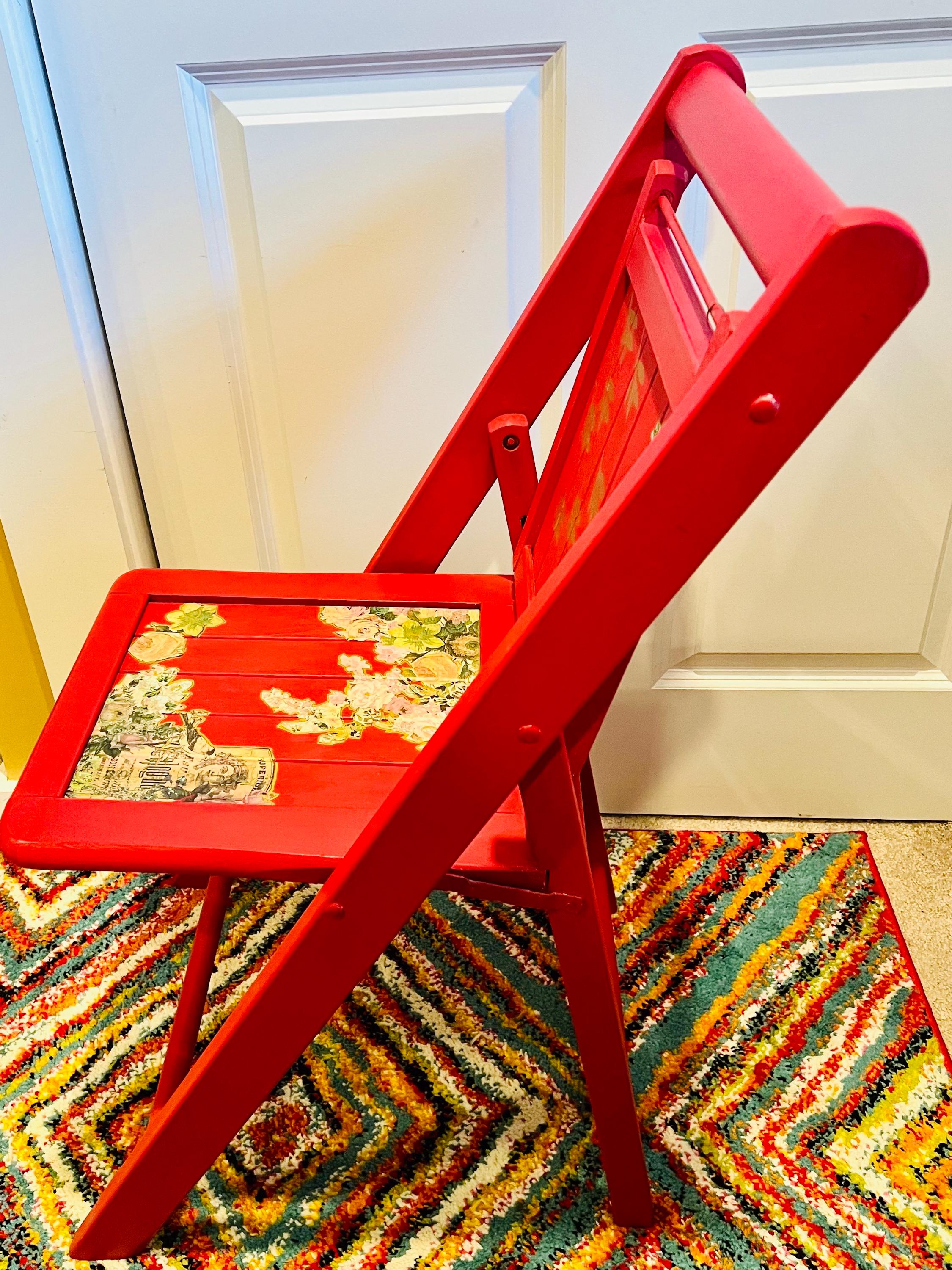 Vintage Folding Chair, Hand Painted and Decorated - Etsy