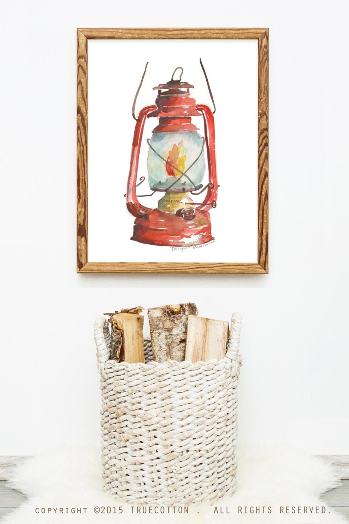 Vintage Red Camping Lantern // Watercolor Fine Art Print by | Etsy