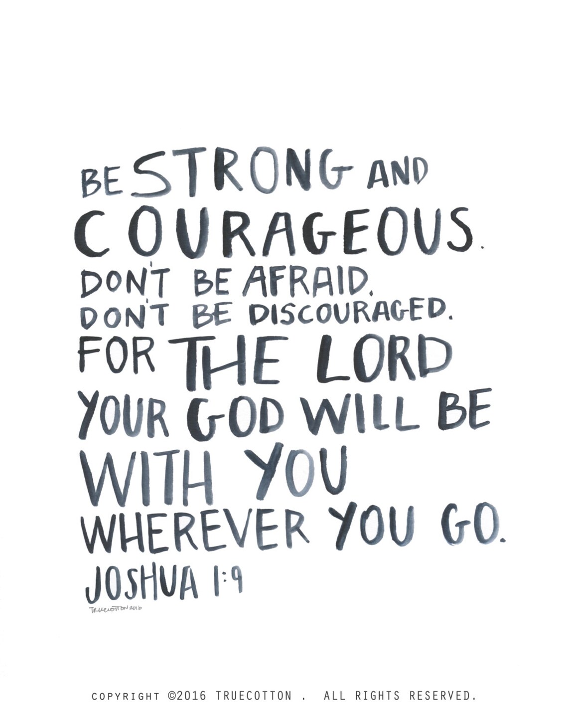 Be Strong and Courageous Joshua 1:9 Watercolor Ink Artwork | Etsy