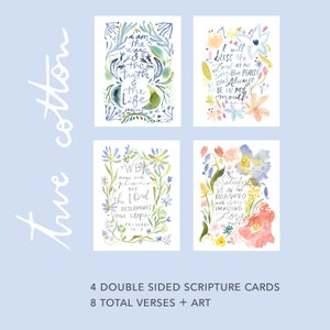 NEW Bible Verse Scripture Cards | Set of 4, 8 Verses, Botanical ...