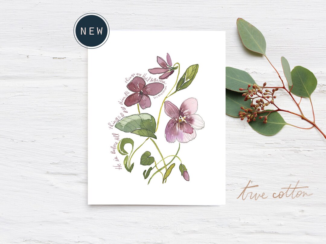 Violet Flower Christian Bible Verse Watercolor Art Print | Colossians 1 ...