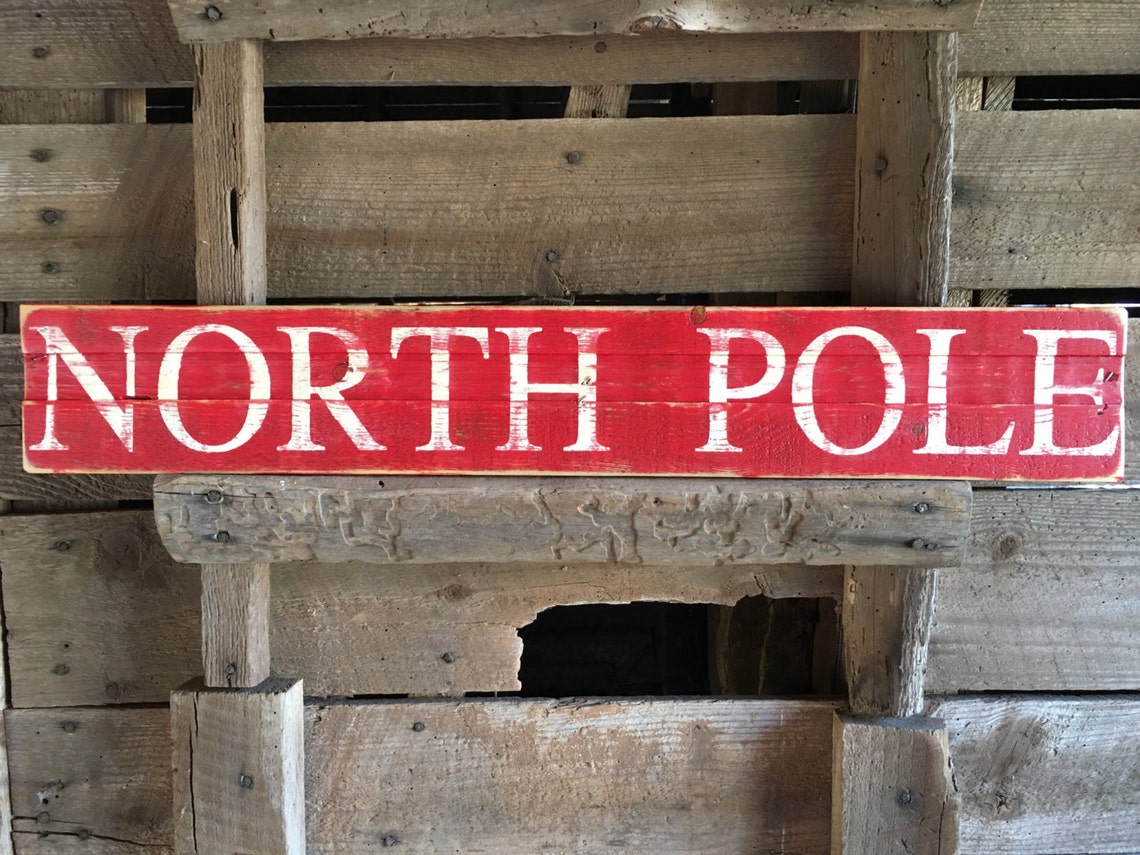 North Pole Sign/christmas Sign/vintage Christmas Sign/rustic - Etsy
