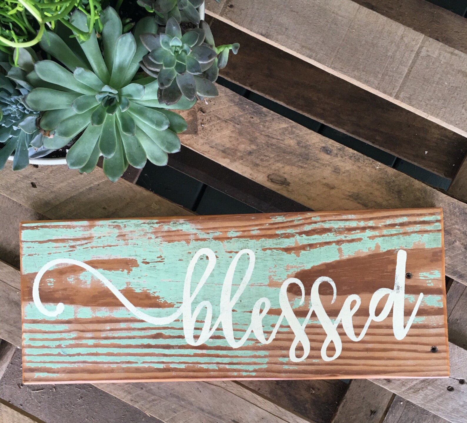 Blessed Sign/blessed/handpainted Blessed Sign/distressed - Etsy