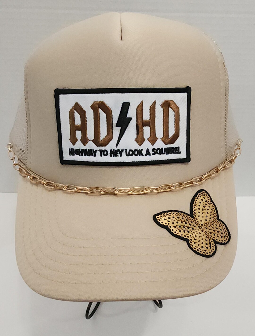 Women's Custom Trucker Hat -"ac/dc" Style "adhd Highway to Hell Oh Look ...