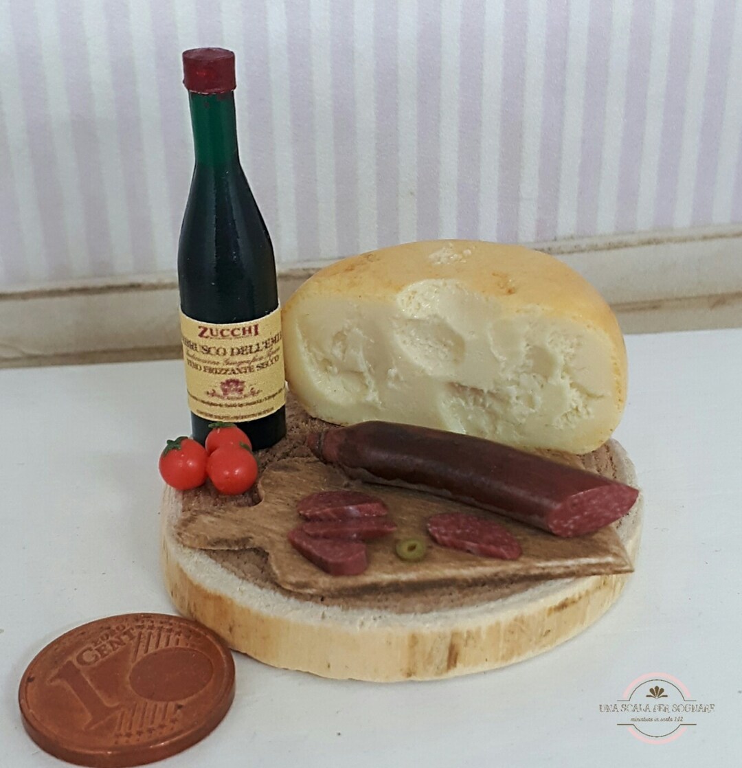 1:12 Scale Chopping Board With Parmesan, Hunters and Wine - Etsy