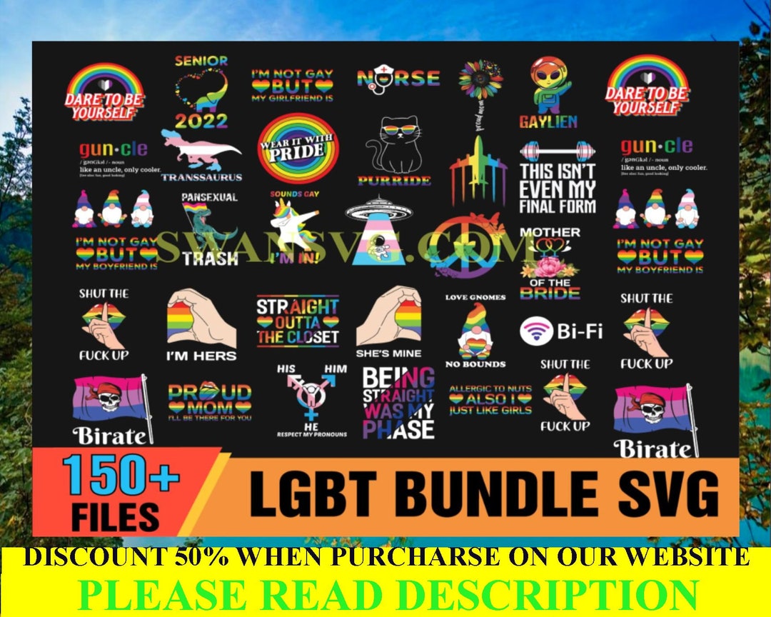 150 LGBT Bundle SVG, Heart Rainbow Svg, G-ay Svg, Lesbian Svg, Gay ...