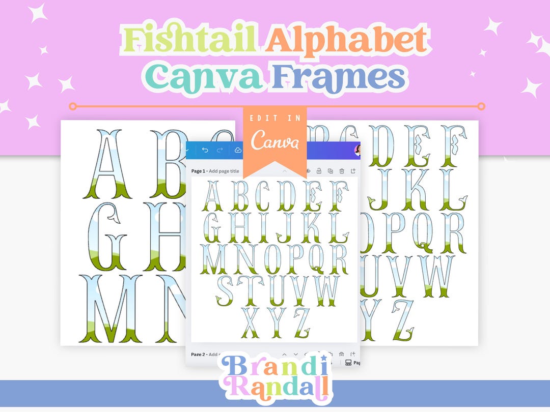 Fishtail Alphabet Canva Frames - Etsy