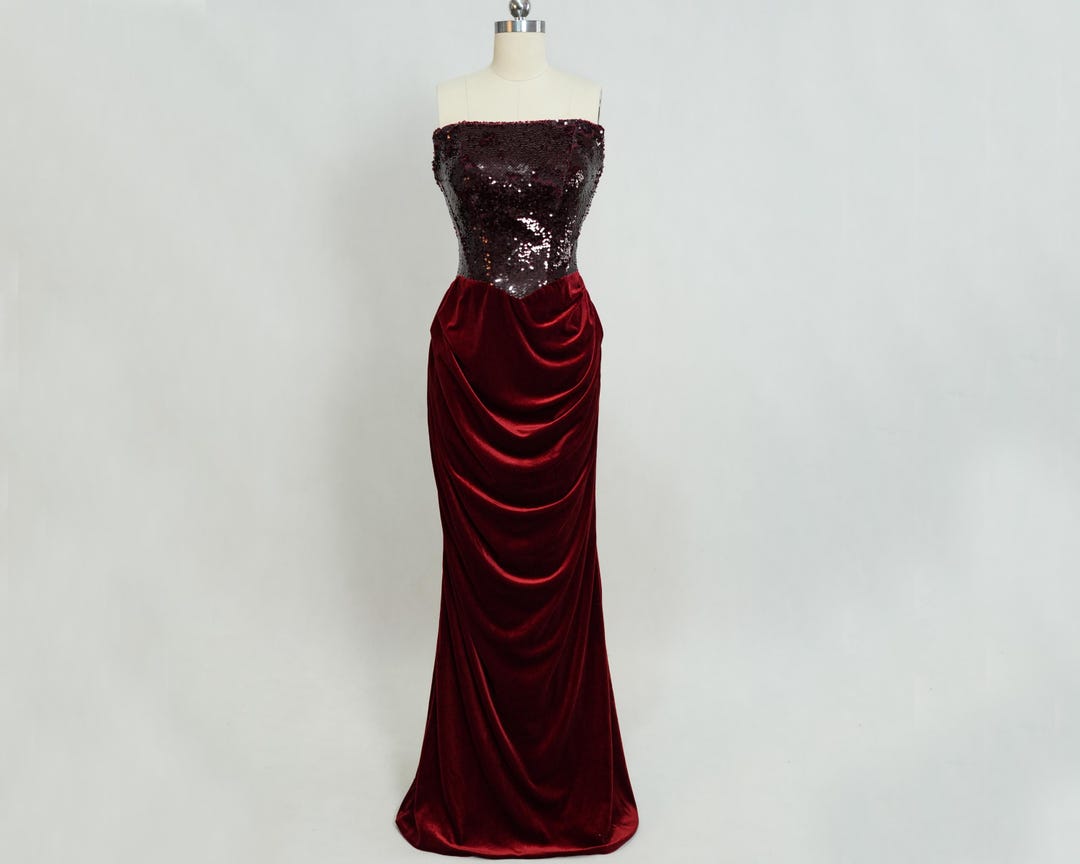 Dark Red Prom Dress, Mermaid Prom Dress, Long Prom Dresses With ...
