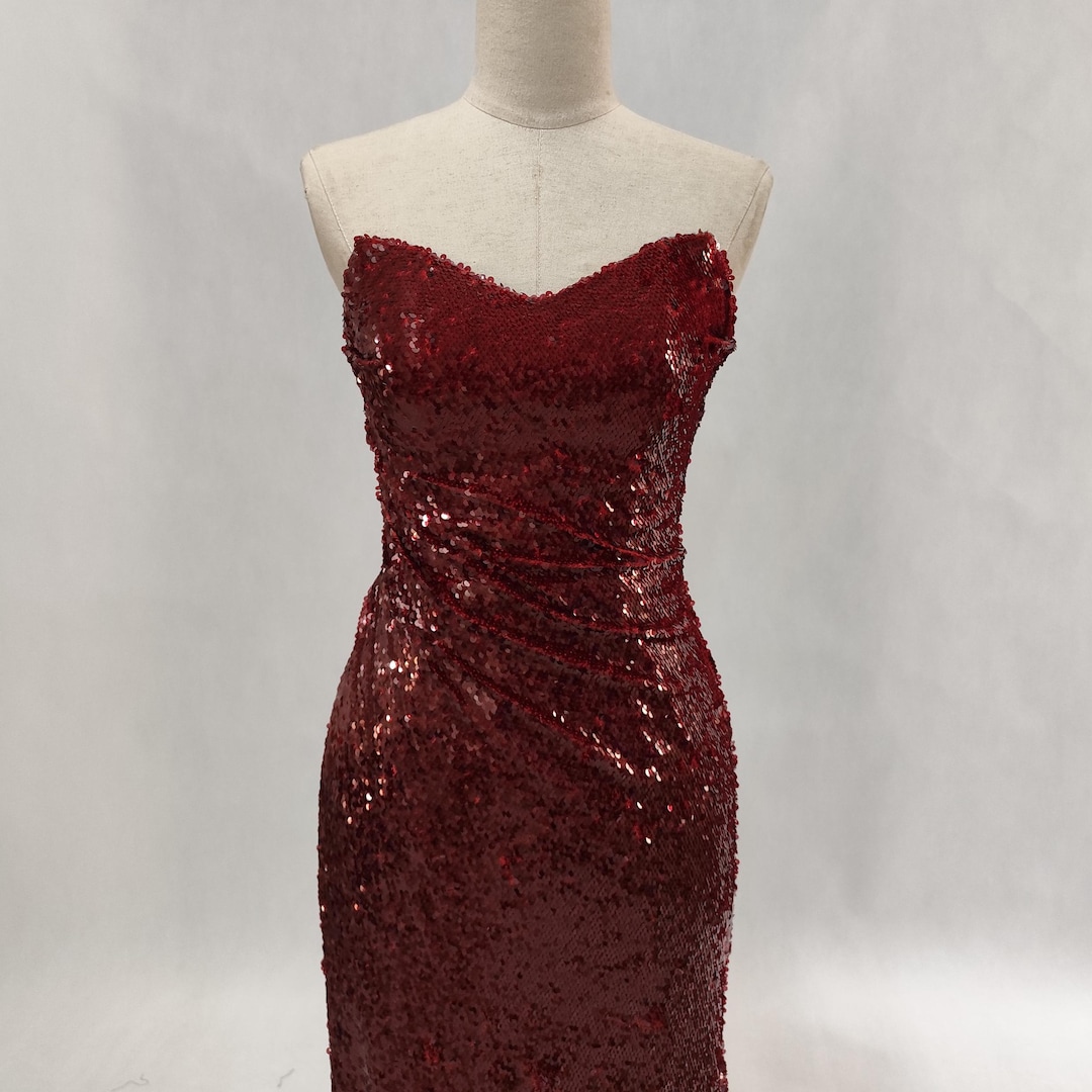 Dark Red Prom Dress With Detachable Train, Long Mermaid Prom Dress ...
