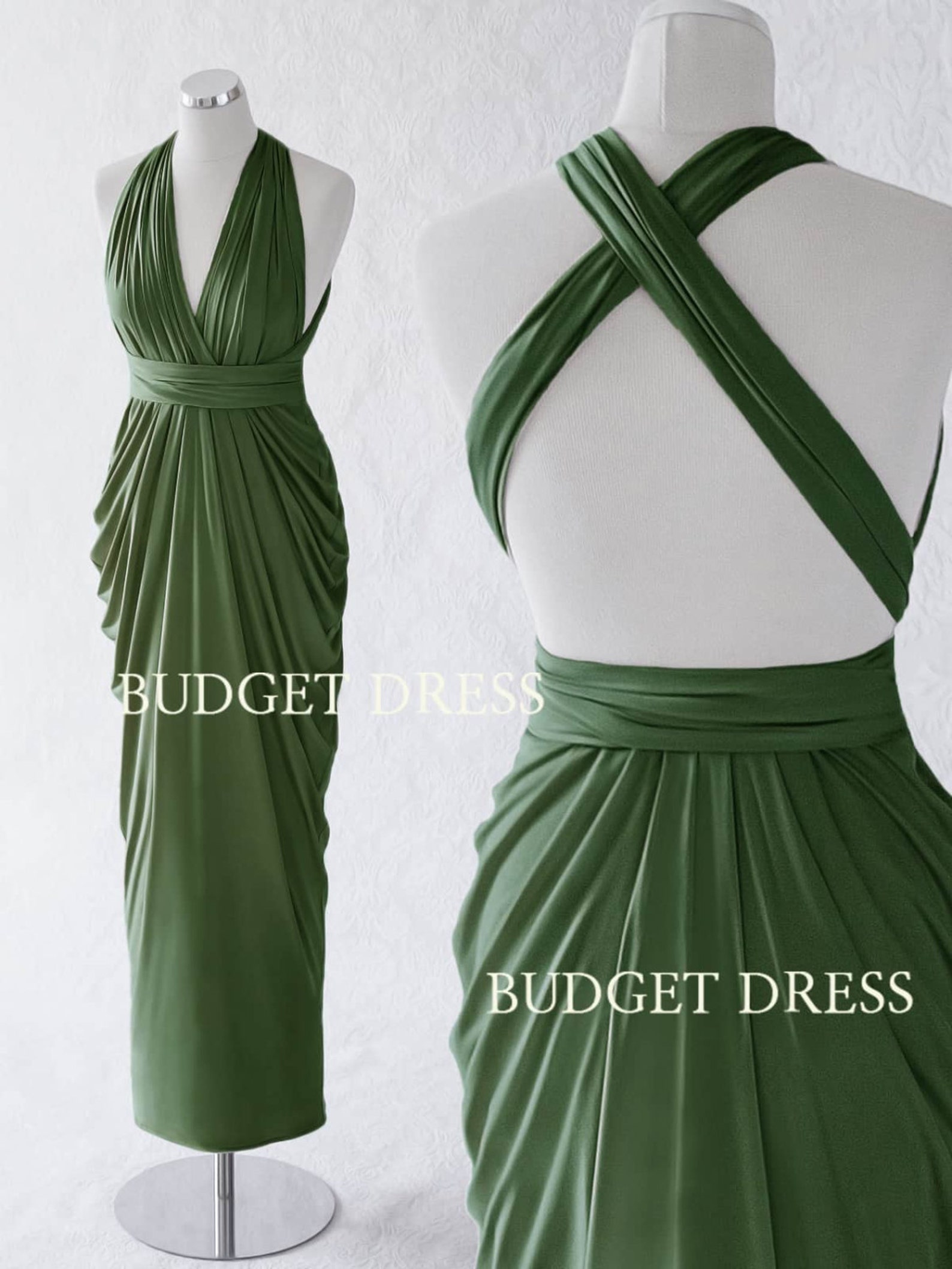 Olive Green Infinity Bridesmaid Dress Multi Way Maxi Prom Dress Twist