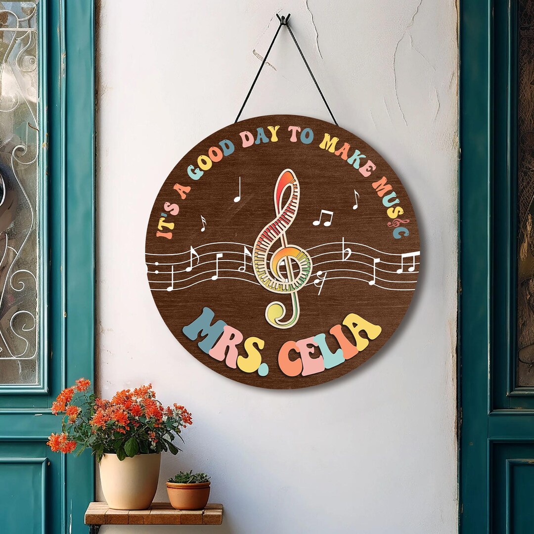Personalized Music Teacher 3D Door Hanger, Teacher Name Sign Plate ...
