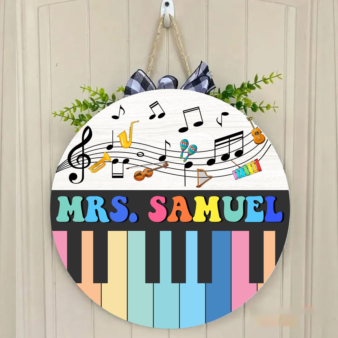 Custom 3D Music Teacher Door Hanger, Personalized Piano Class Door Sign ...