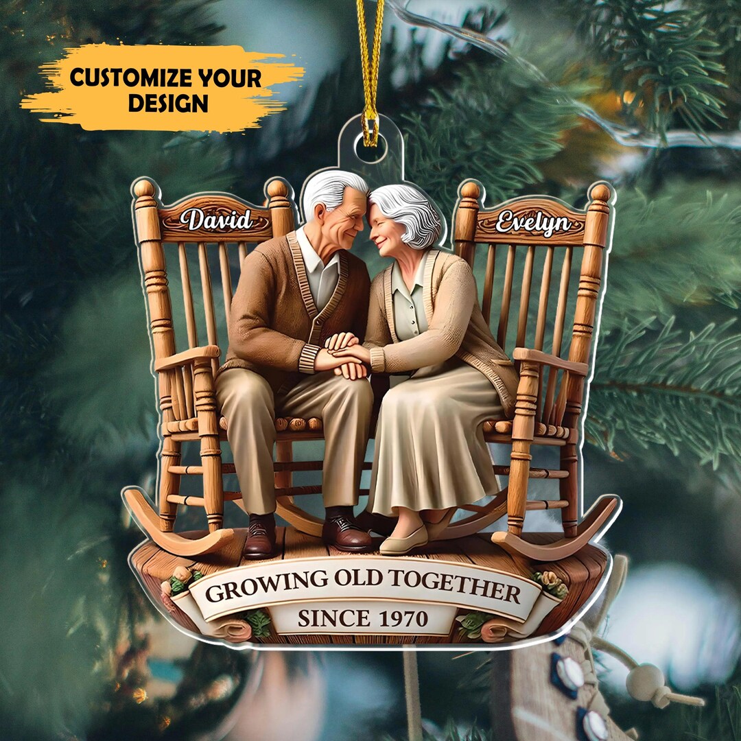Custom Growing Old Together Acrylic Couple Ornament, Couple Ornament ...