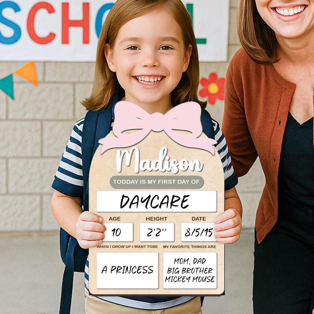 Custom Interchangeable First Day of School Sign for Kids, Reusable ...