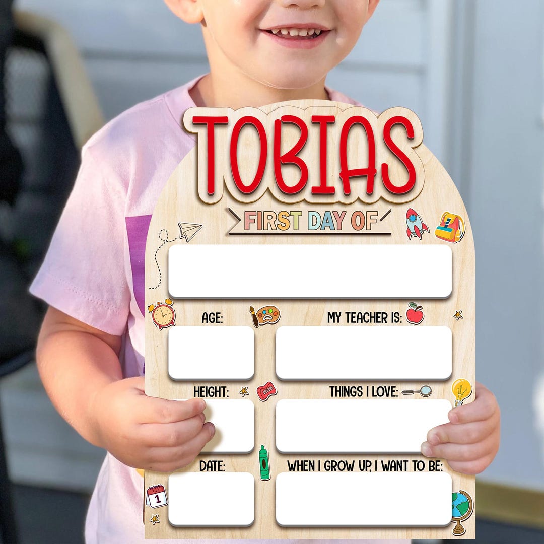 Personalized First Day of School Sign, Custom 1st Day of School Board ...