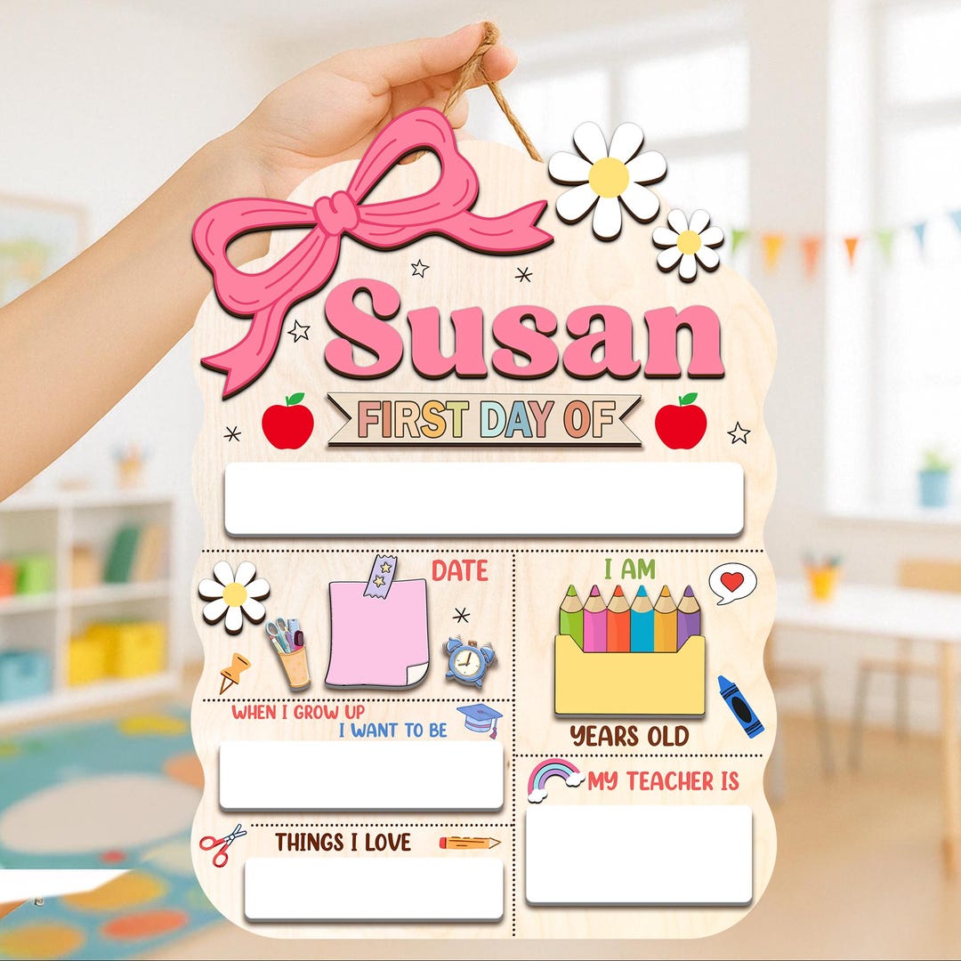 Personalized First Day of School Sign, Custom 1st Day of School Board ...