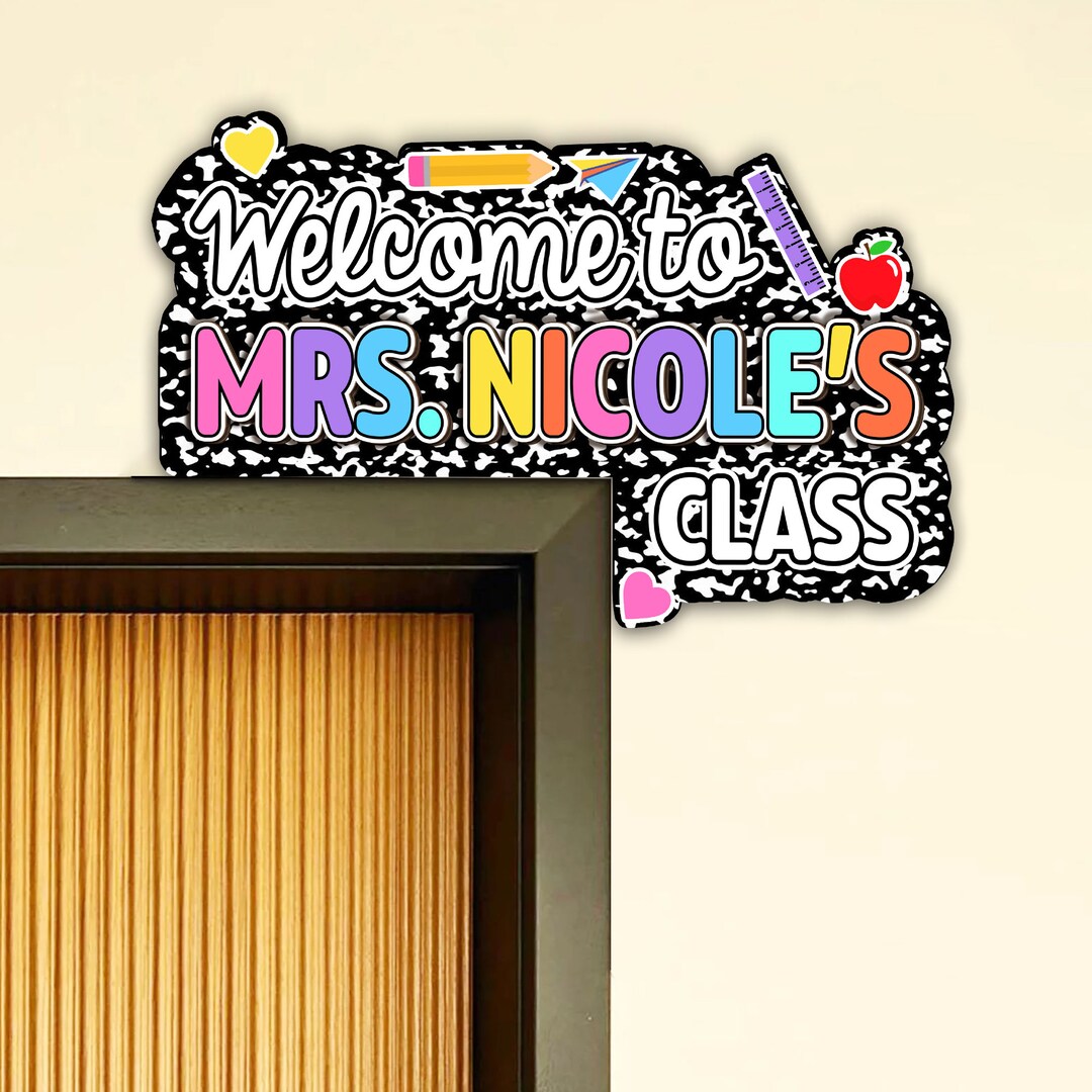Personalized Notebook Theme Doorframe Sign, Custom Classroom Door Sign ...