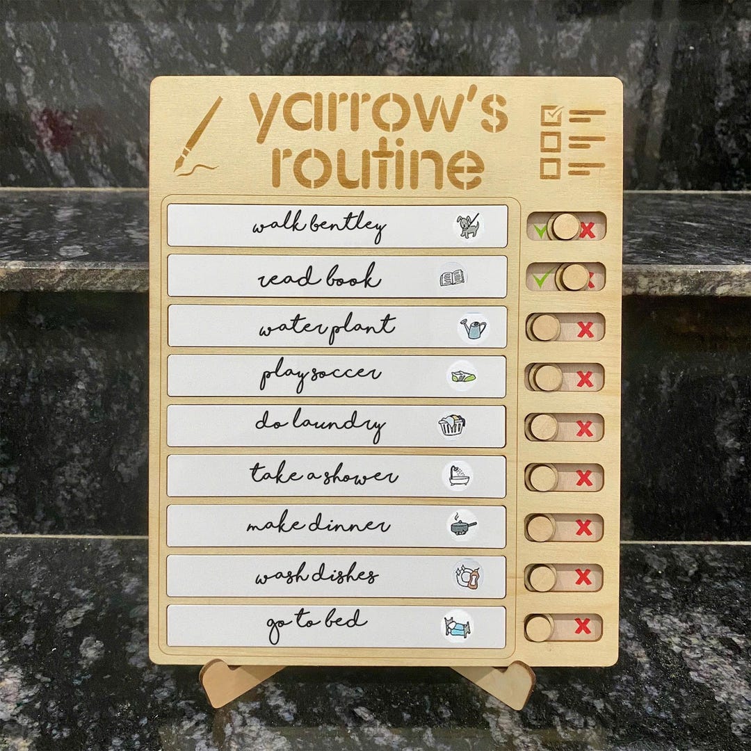 Personalized Kids Routine Chart, Custom Wooden Daily Schedule Board ...