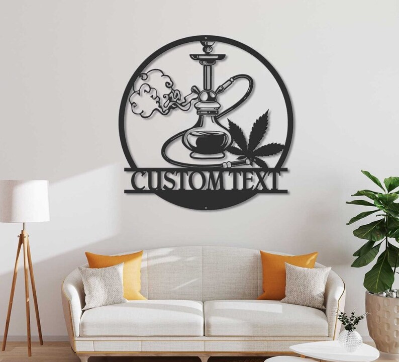 Personalized Shisha Hookah Metal Wall Art LED Light, Shisha Sign, Smoke ...