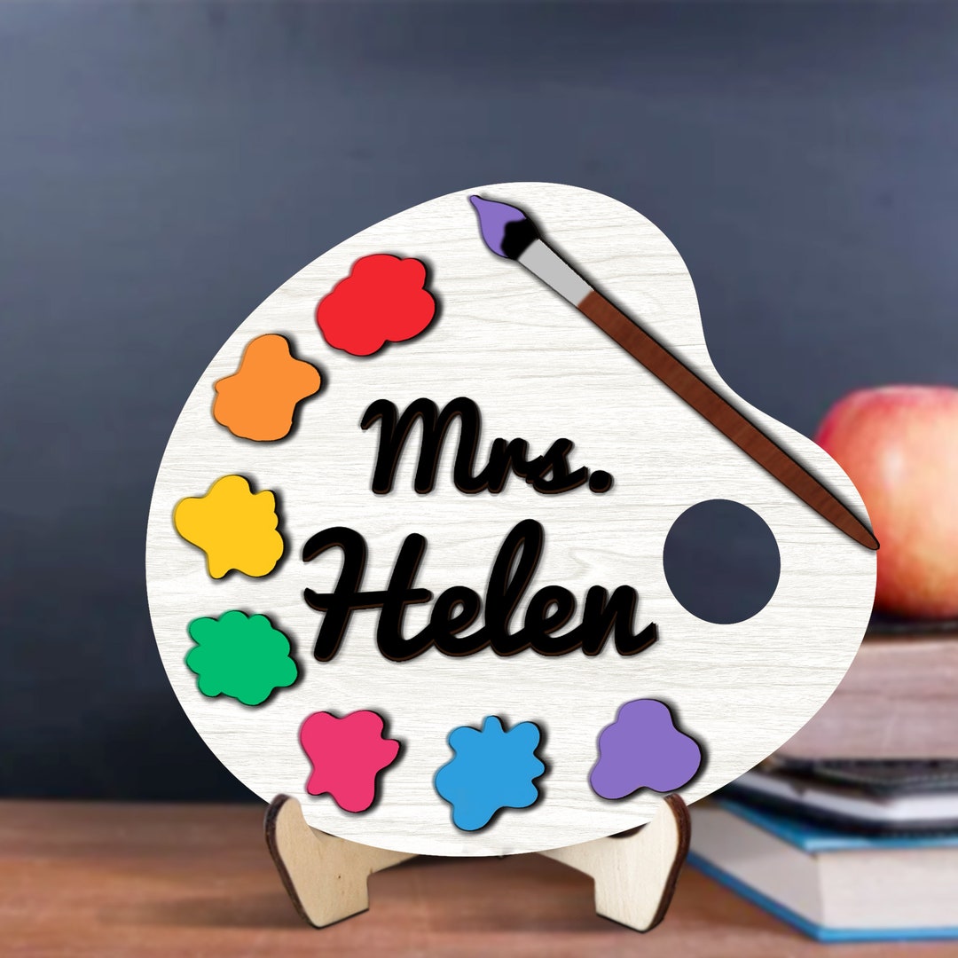 Personalized Art Teacher Desk Name Plate, Custom Gifts for Art Teachers ...