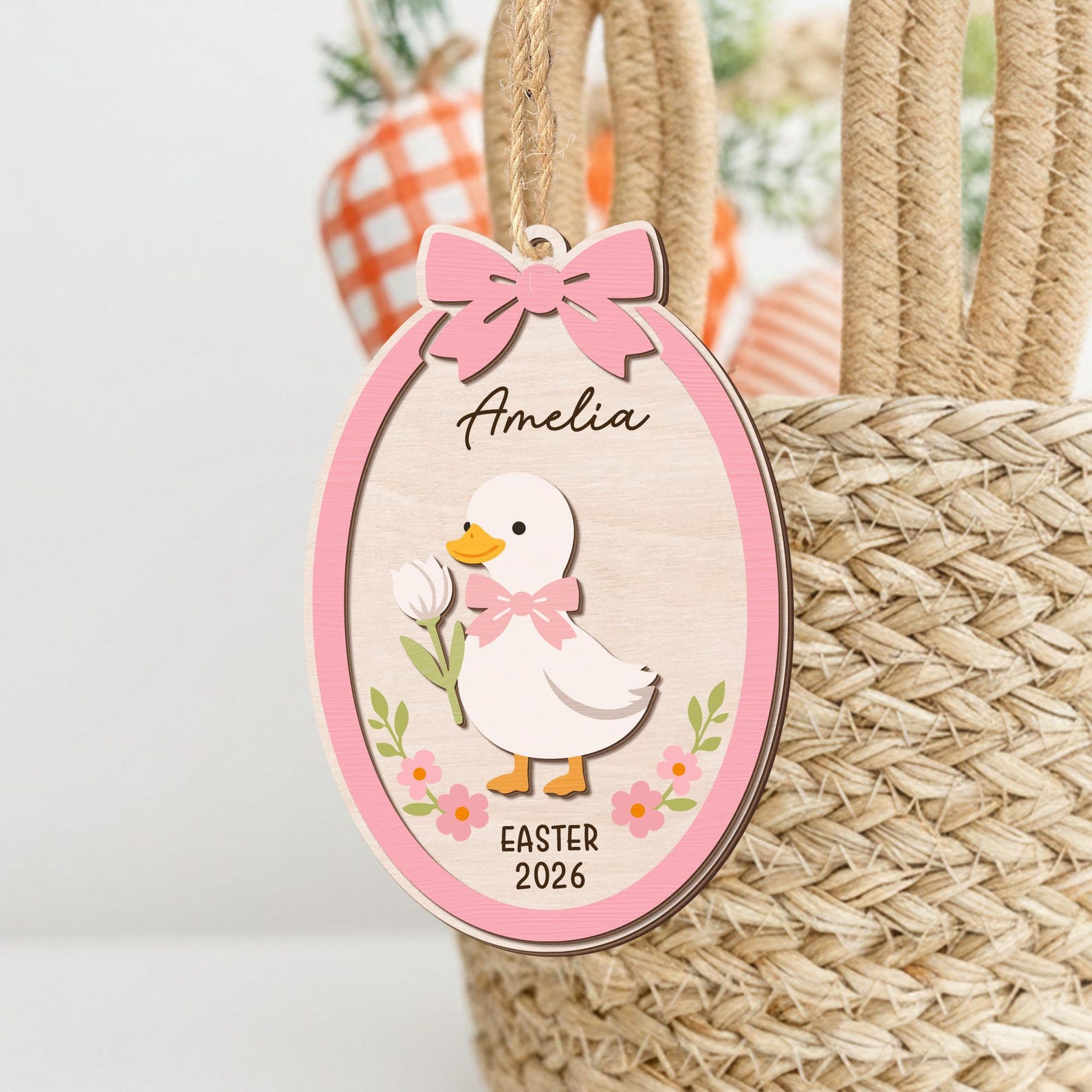 Custom Easter Name Tags: Bunny Easter Basket Tags, Easter Gift for Boys ...