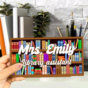 Personalized Teacher Name Desk Sign, Custom 3D School Librarian Name ...