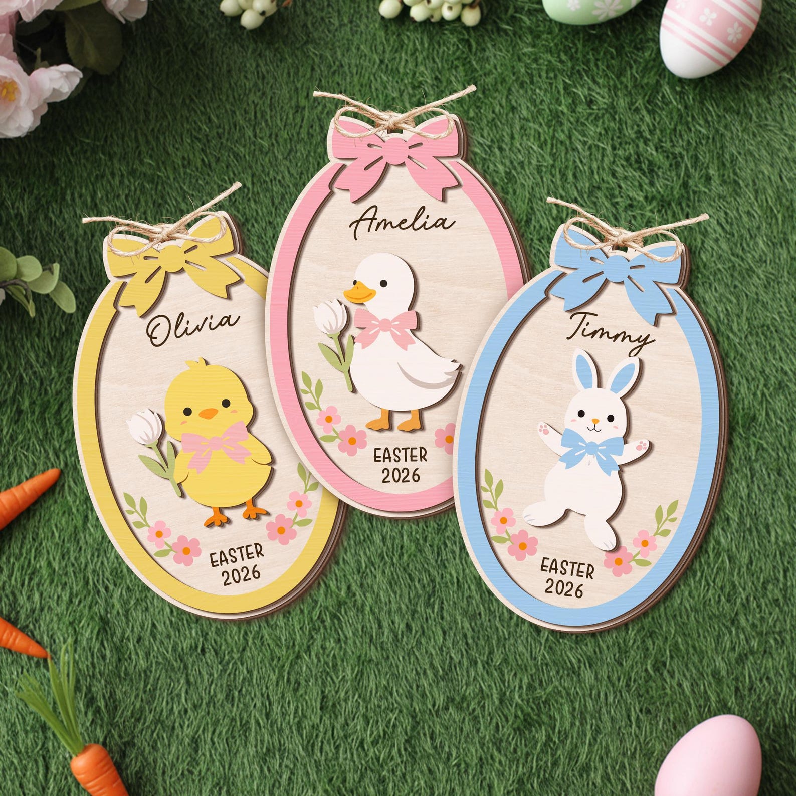 Custom Easter Name Tags: Bunny Easter Basket Tags, Easter Gift for Boys ...