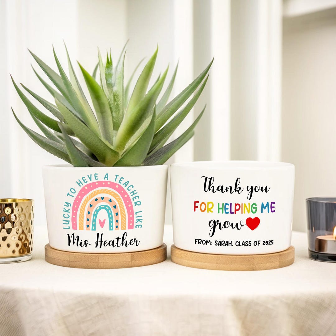 Personalized Thank You Teacher Plant Pot, Custom Teacher Appreciation ...