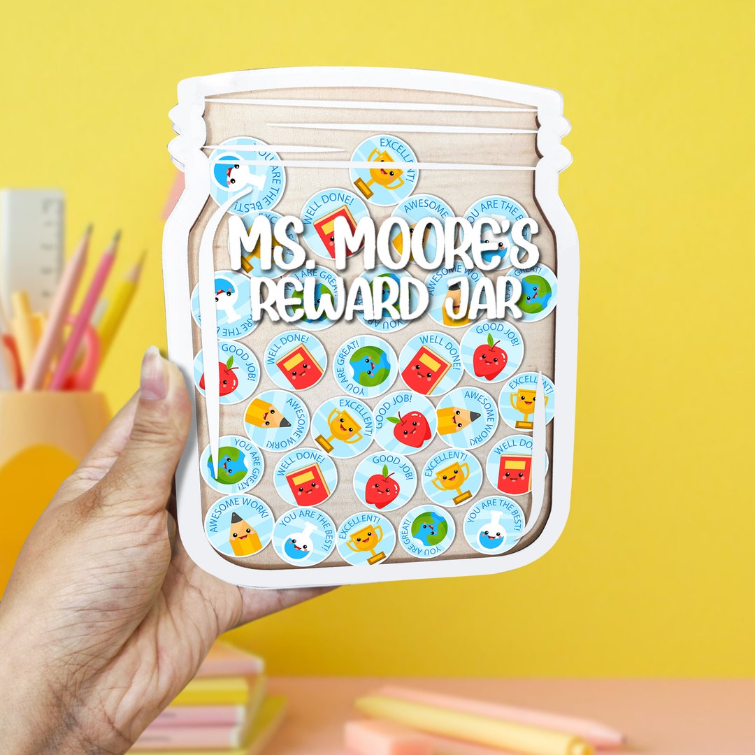 Personalized Good Job Stickers Reward Jar, Custom Name Kids Rewards ...