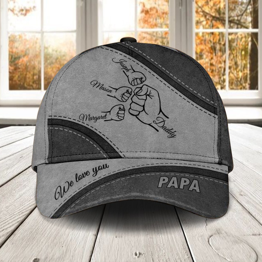 Personalized Dad Kids Holding Hands Cap, Custom Name Name Gift for ...