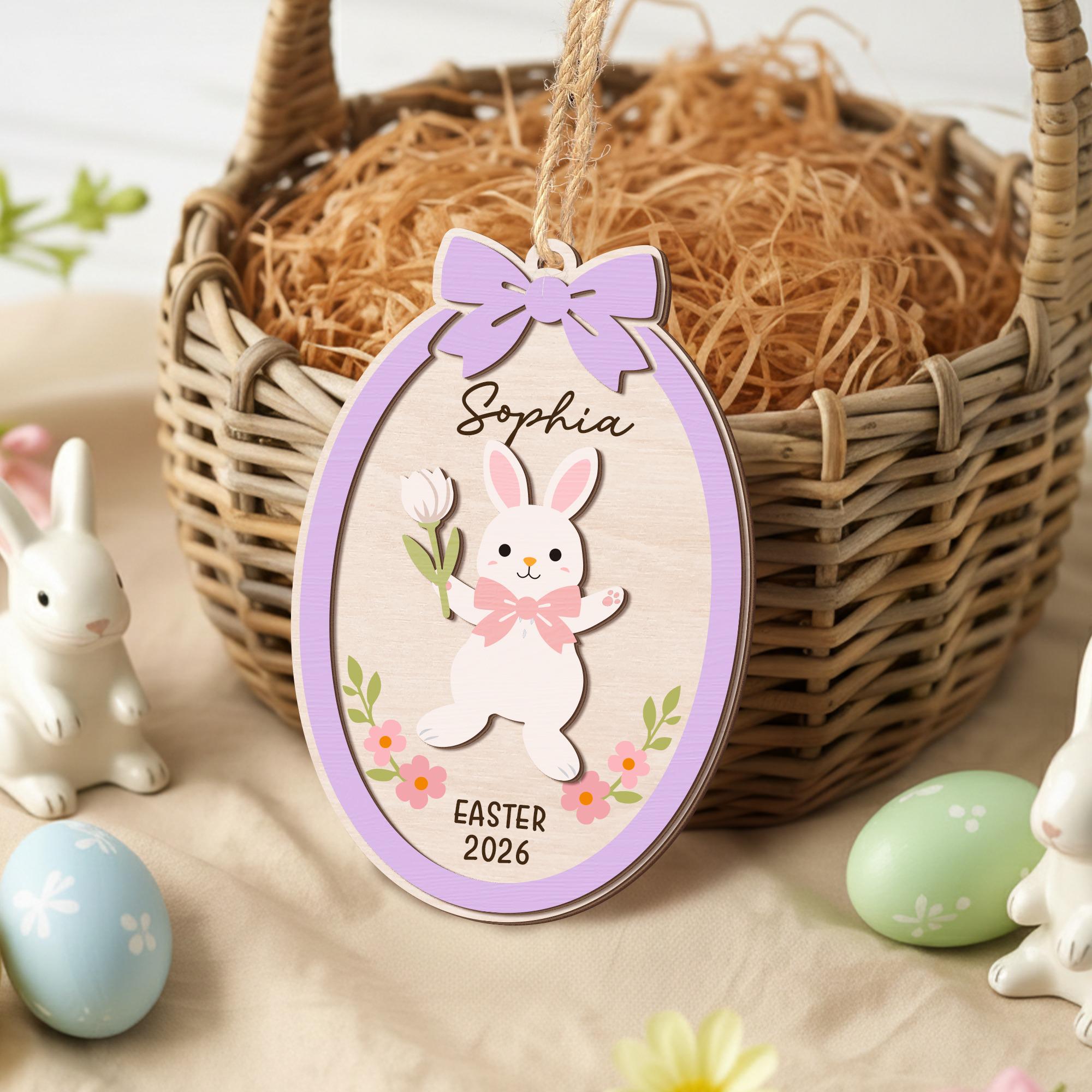 Custom Easter Name Tags: Bunny Easter Basket Tags, Easter Gift for Boys ...