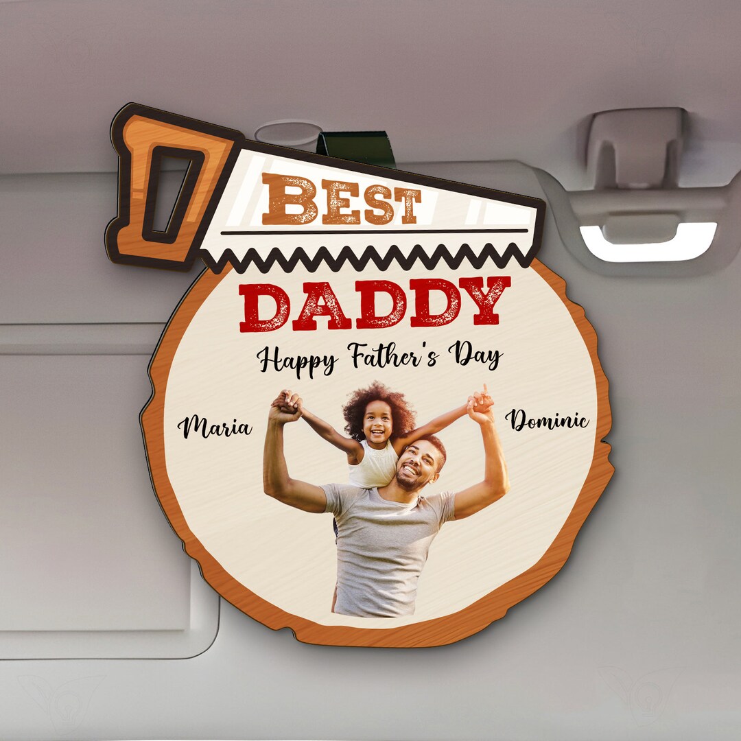 Personalized Father's Day Frame, Custom Photo Car Visor Clip, Father's ...