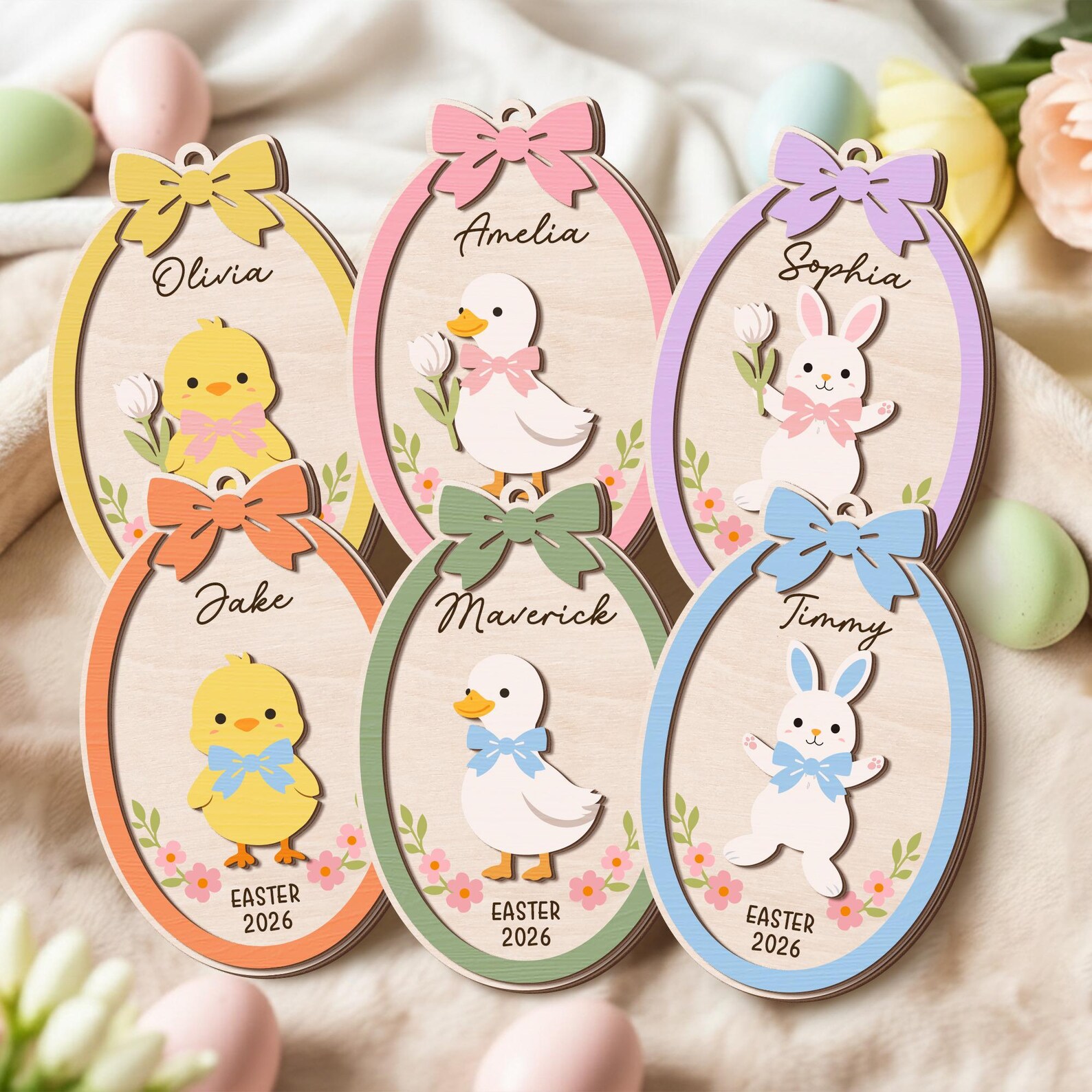 Custom Easter Name Tags: Bunny Easter Basket Tags, Easter Gift for Boys ...
