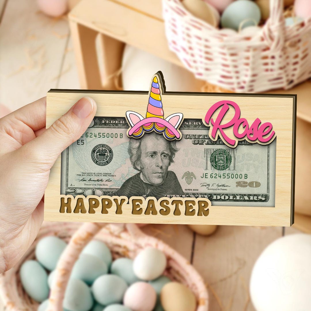 Personalized Easter Money Holder, Easter Basket Stuffers, Easter Bunny ...