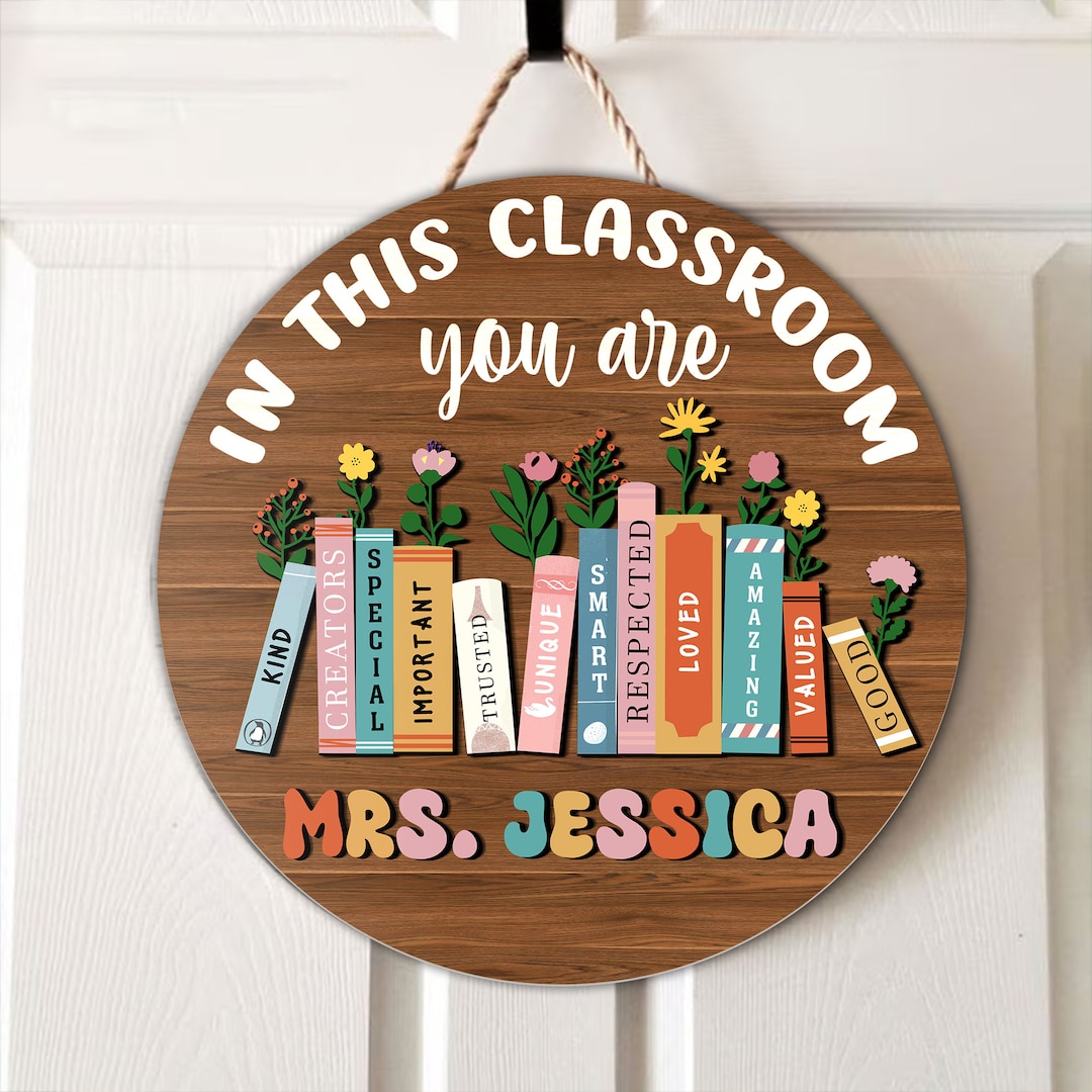 Custom in This Classroom You Are Wooden Sign, Custom Teacher 3D Door ...