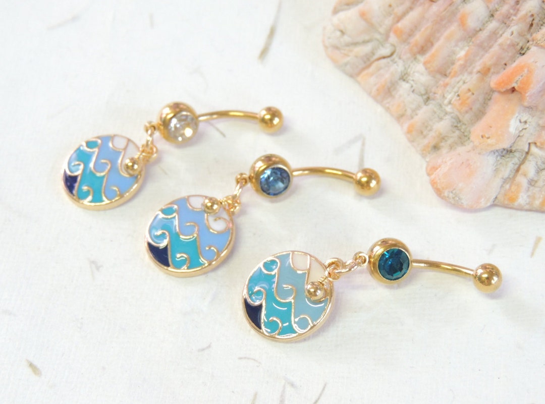 Wave Belly Button Ring You Choose Barbell Color, Gold Belly Ring ...