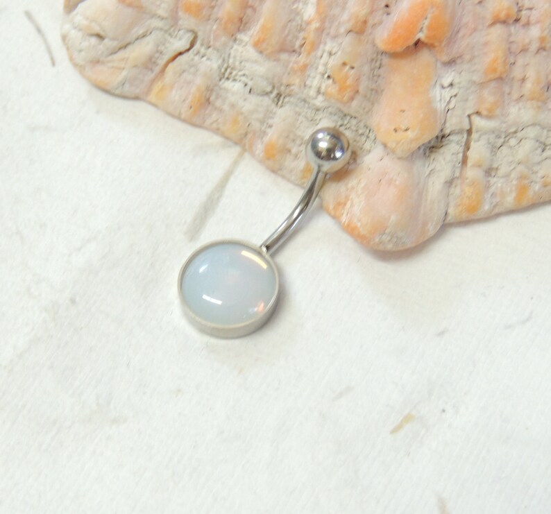 Opalite Belly Button Ring You Choose 8mm 10mm or 12mm Sea | Etsy