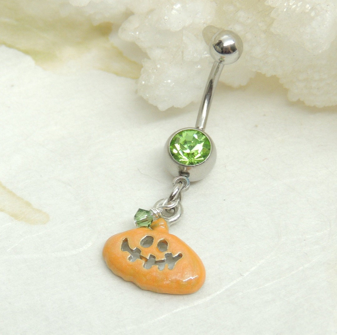Pumpkin Belly Navel Ring, Fall Belly Ring, Navel Piercings, Halloween ...